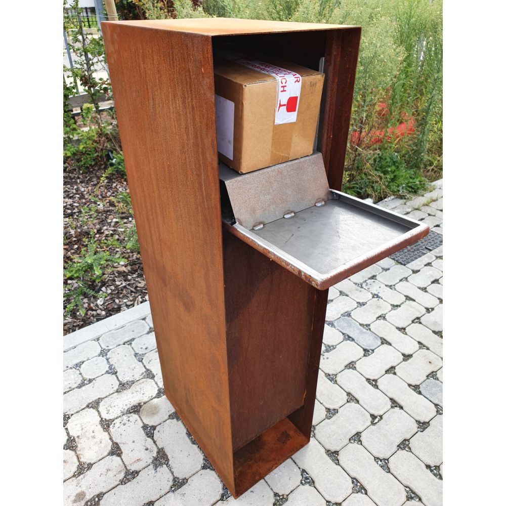 Geroba pakketbrievenbus Pakun - Cortenstaal - Brievenbusdirect.nl