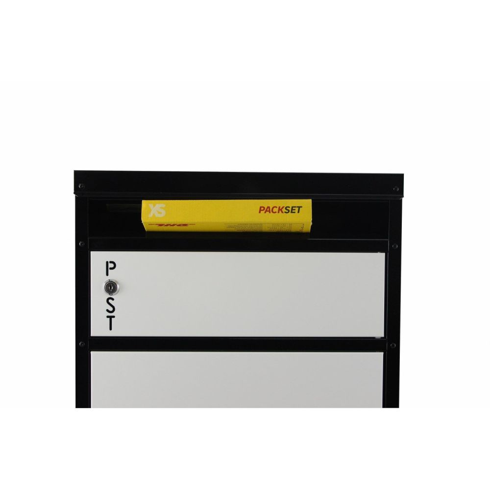 Brievenbus met pakketvak SafePost Tiamat 65 - zwart/wit - Brievenbusdirect.nl