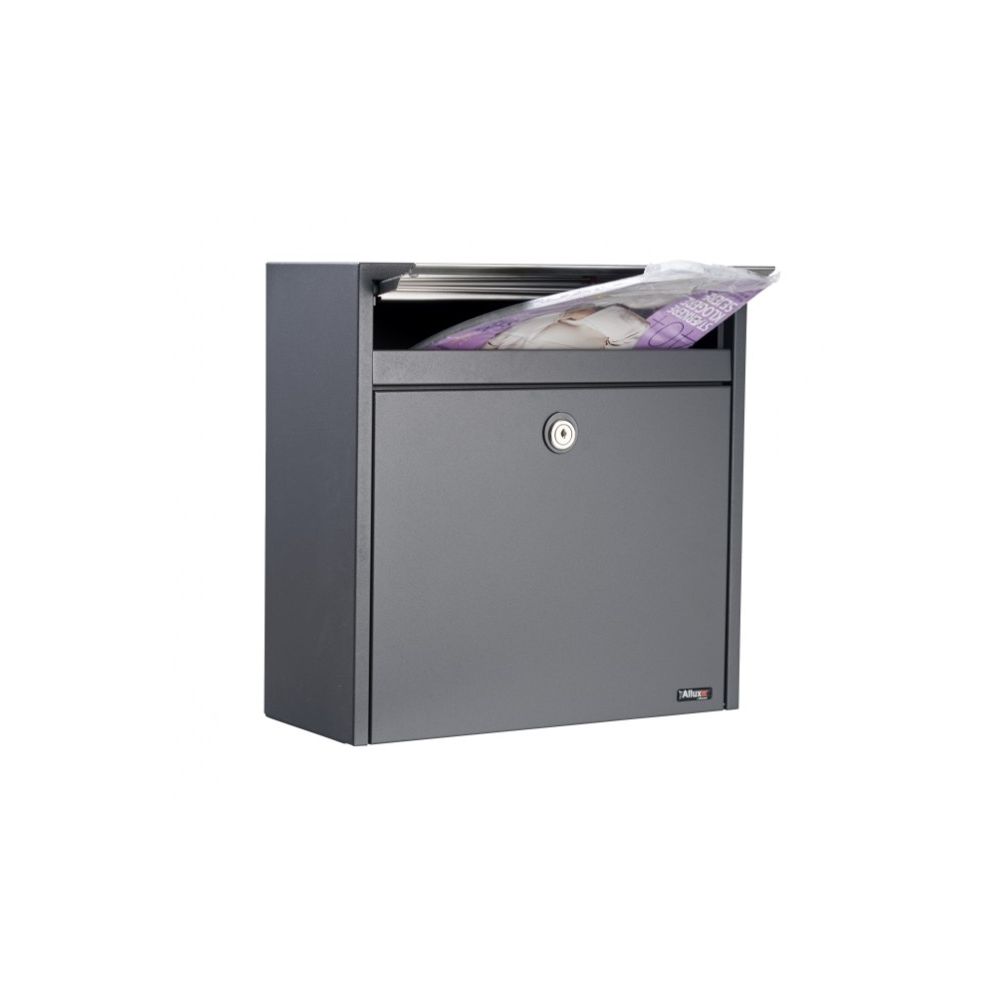 Hekbrievenbus Allux 2500 - antraciet met RVS klep - Brievenbusdirect.nl
